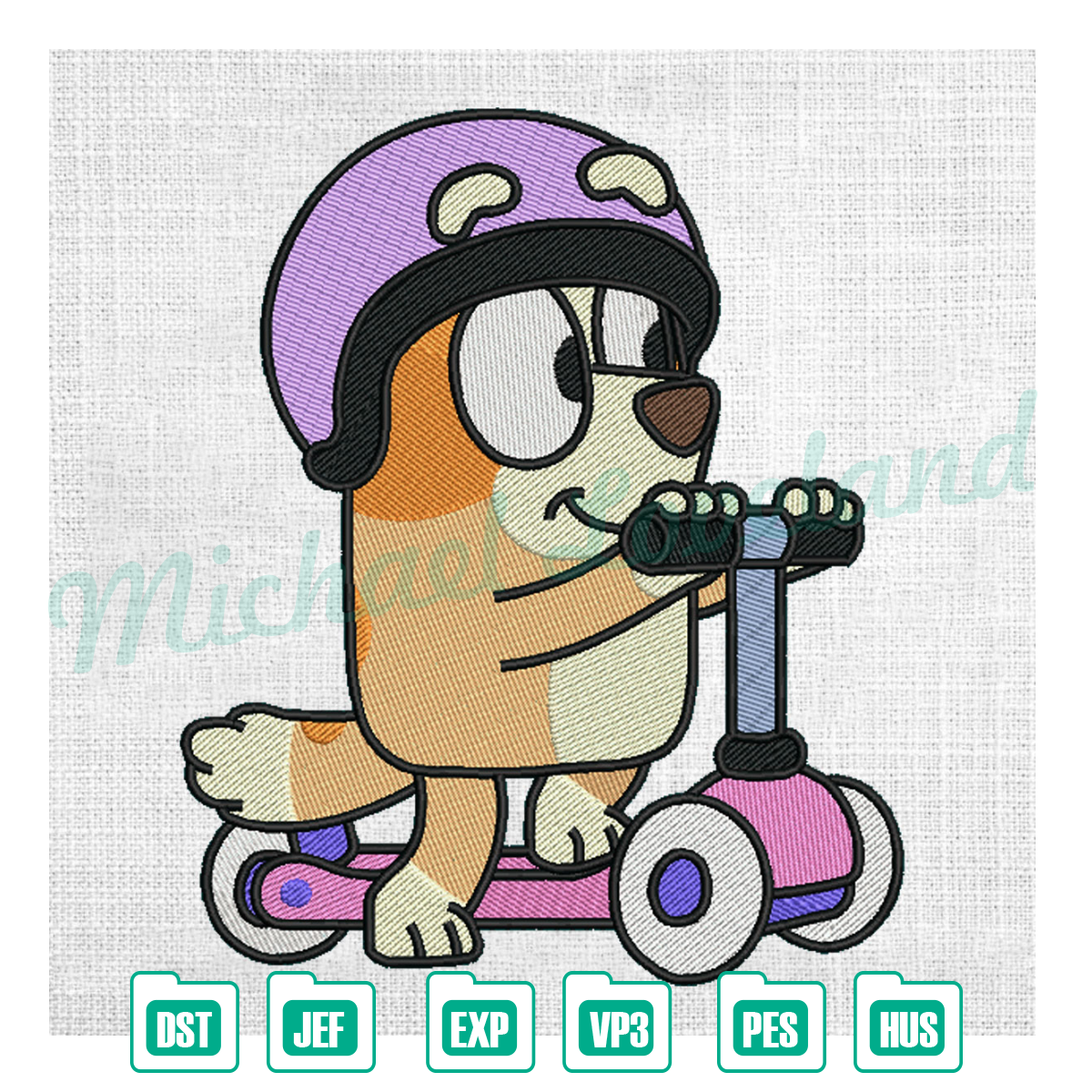 Bluey And Bingo Kid Riding Scooter Embroidery ,Embroidery De | Inspire ...