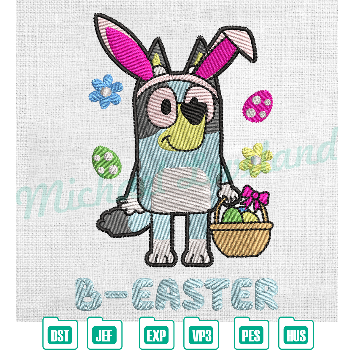 B-Easter Bunny Boy Bluey Eggs Hunter Embroidery ,Embroidery - Inspire ...