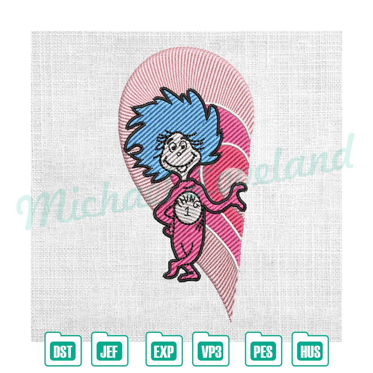 Thing One Dr Seuss Heart Hand Couple Matching Embroidery , E | Inspire ...