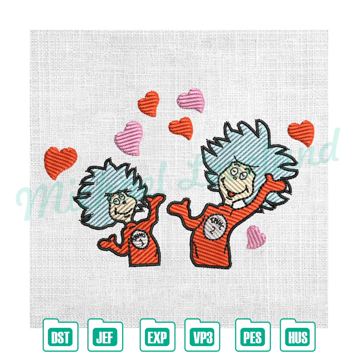 Thing One Thing Two Dr Seuss Story Book Valentine Embroidery | Inspire ...