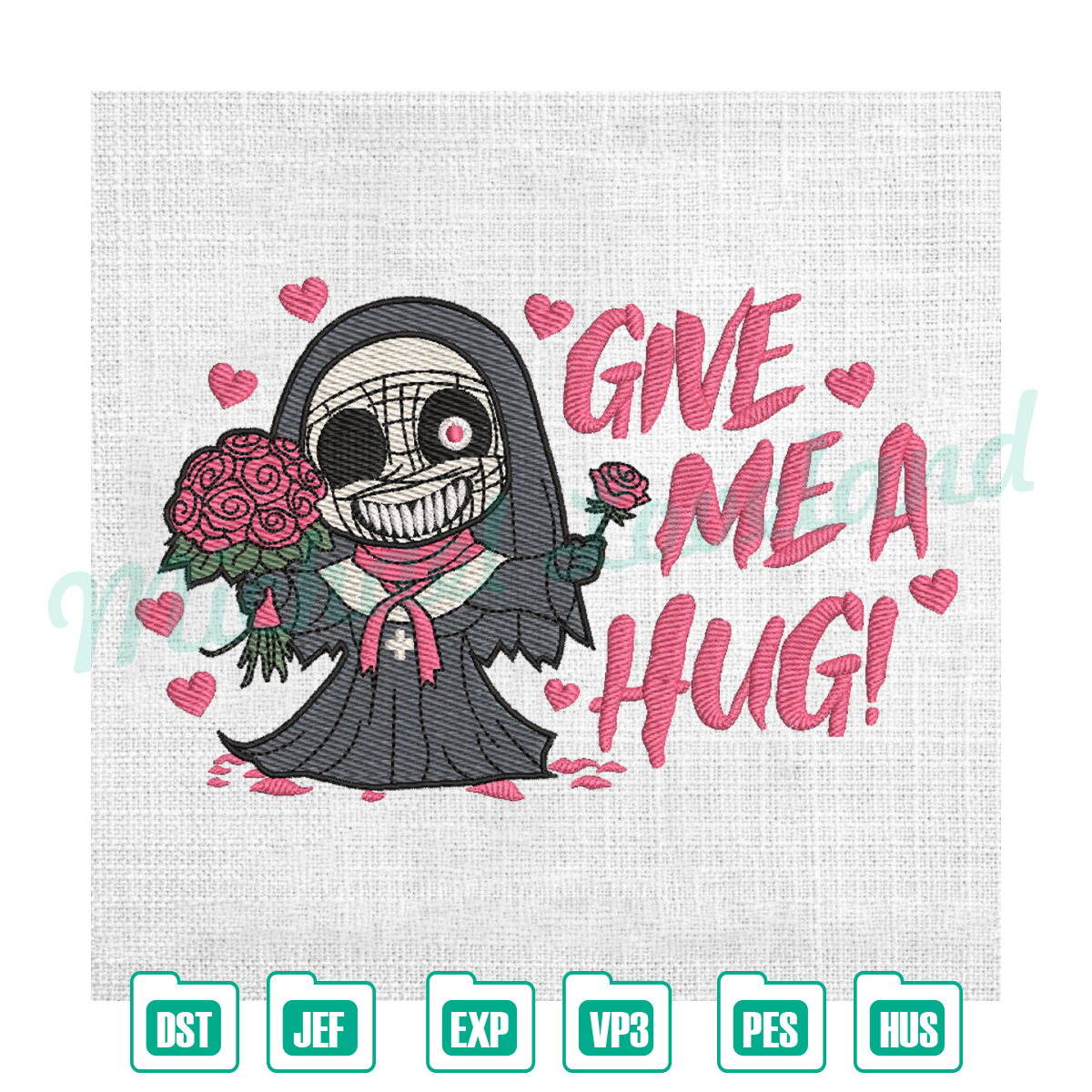 Give Me A Hug Scary Nun Valentine Embroidery, Embroidery Des | Inspire ...