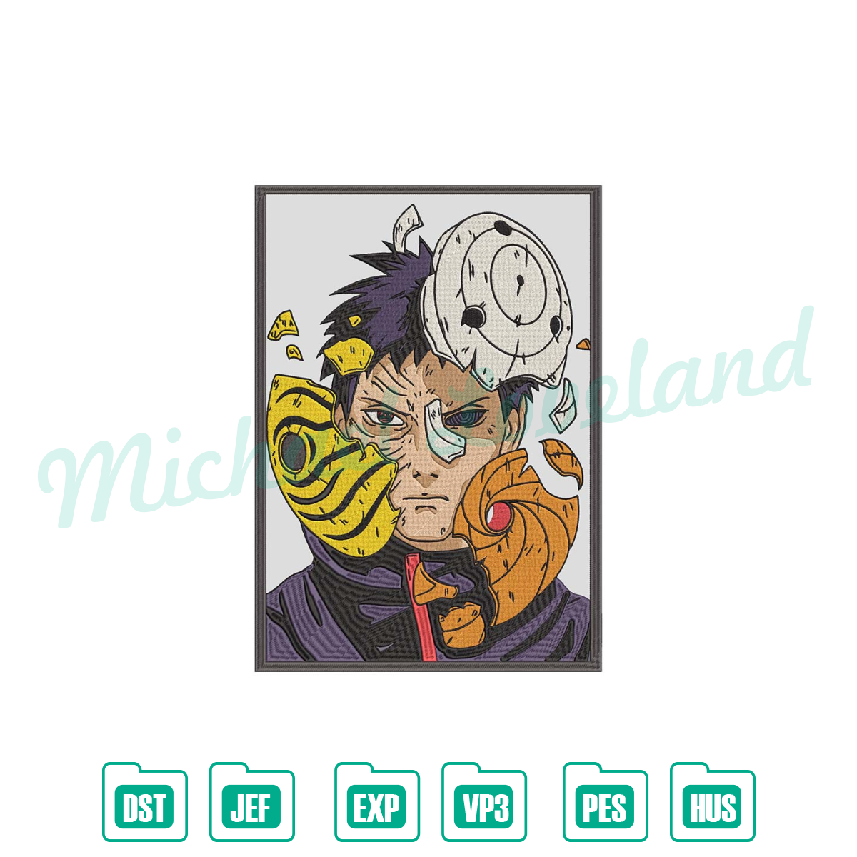Obito Uchiha broken mask embroidery design, Naruto embroider - Inspire ...
