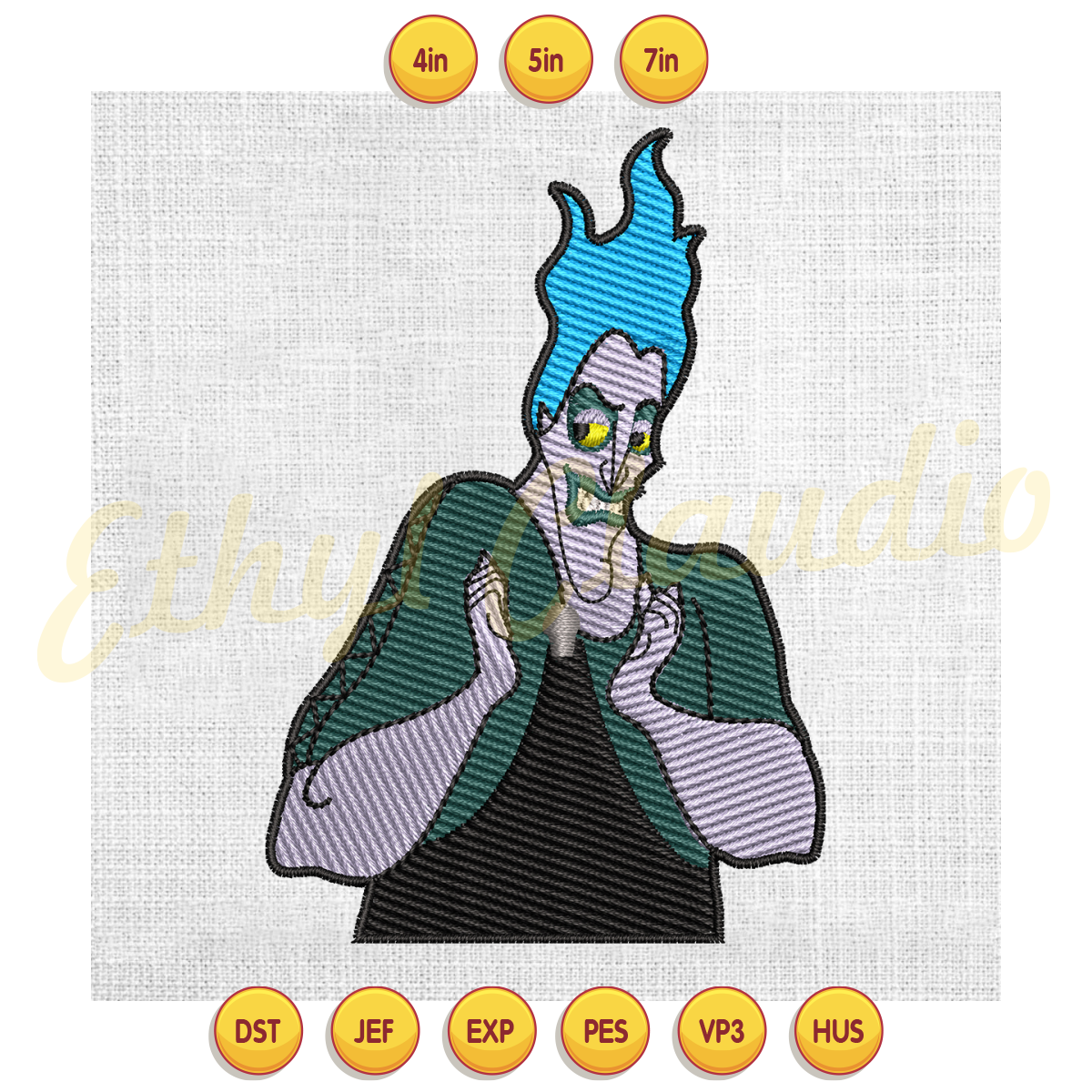 Disney Hercules Villains Hades Blue Flame Embroidery ,Digita | Inspire ...