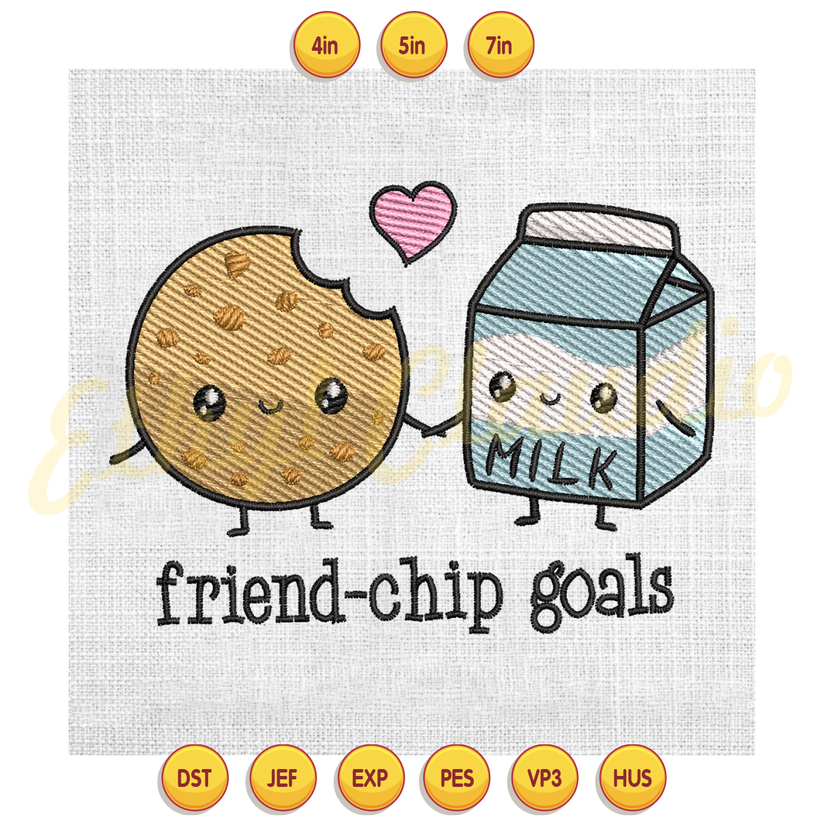 Friend-Chip Goals Milk Valentine Couple Embroidery ,Digital | Inspire ...