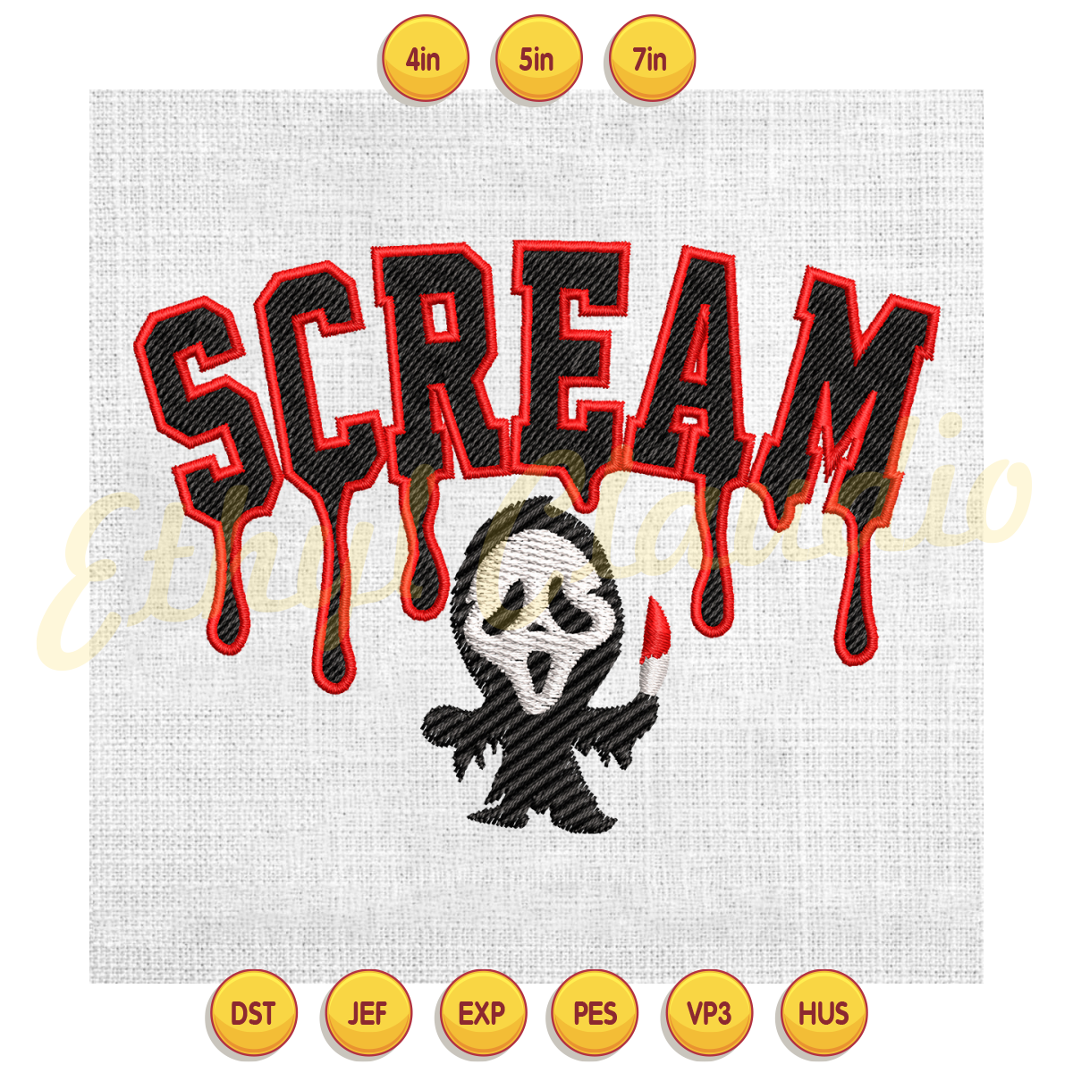 Scream Chibi Ghostface Dripping Halloween Embroidery Digita Inspire