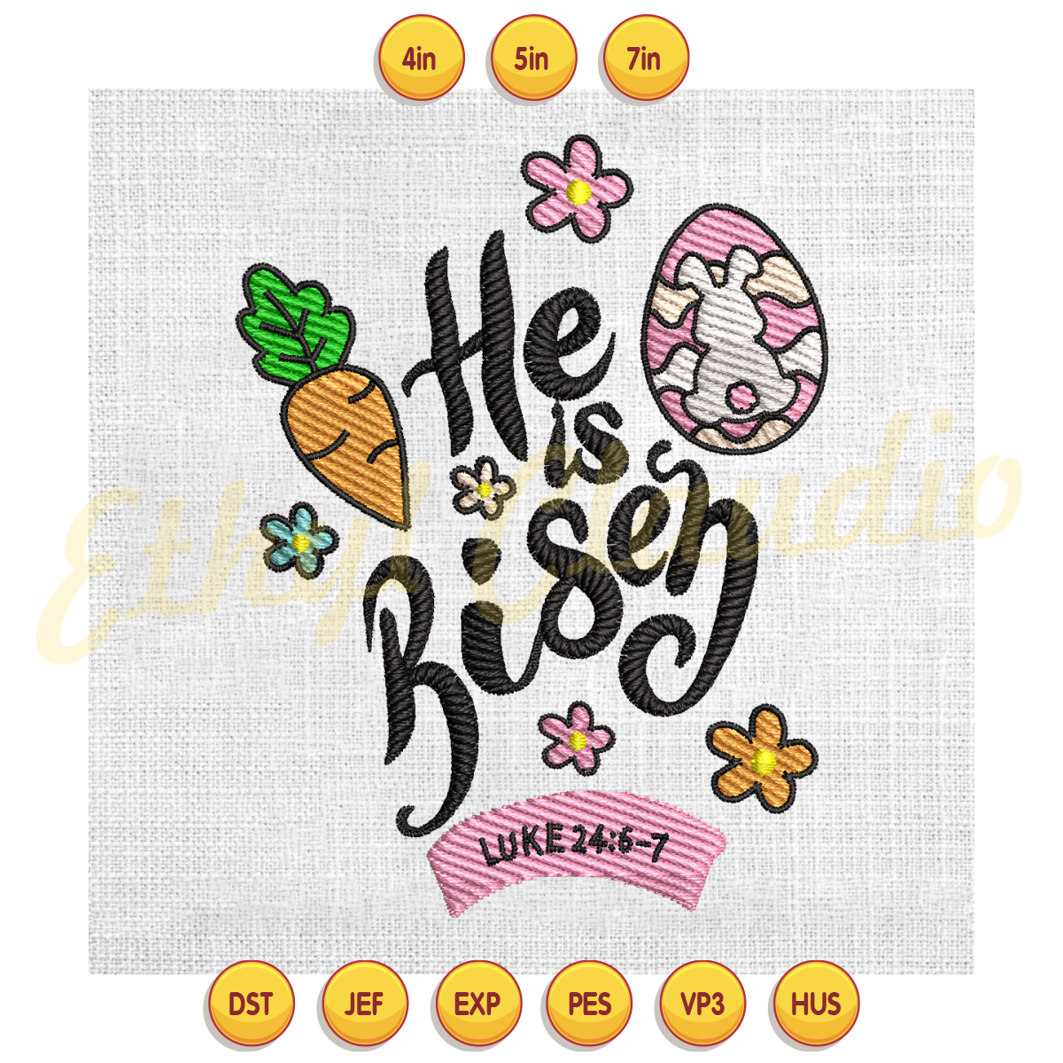 He Is Risen Luke 24 6 7 Christian Embroidery Design ,Digital | Inspire ...