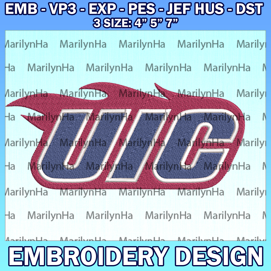 NCAA UIC Flames Logo Embroidery Design, Machine Embroidery F | Inspire ...