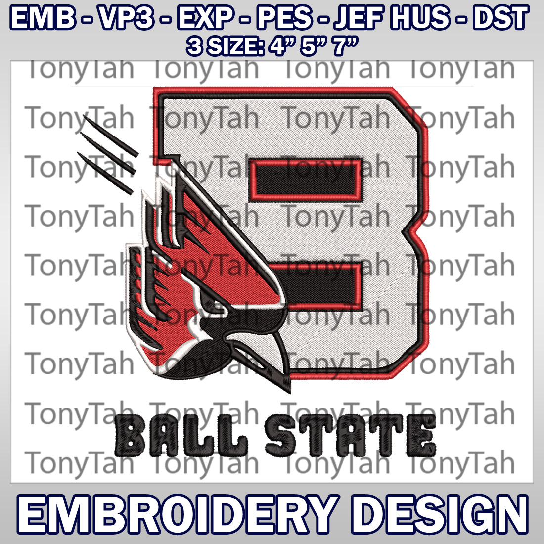 NCAA Ball State Cardinals Logo Embroidery Design, Machine Em | Inspire ...