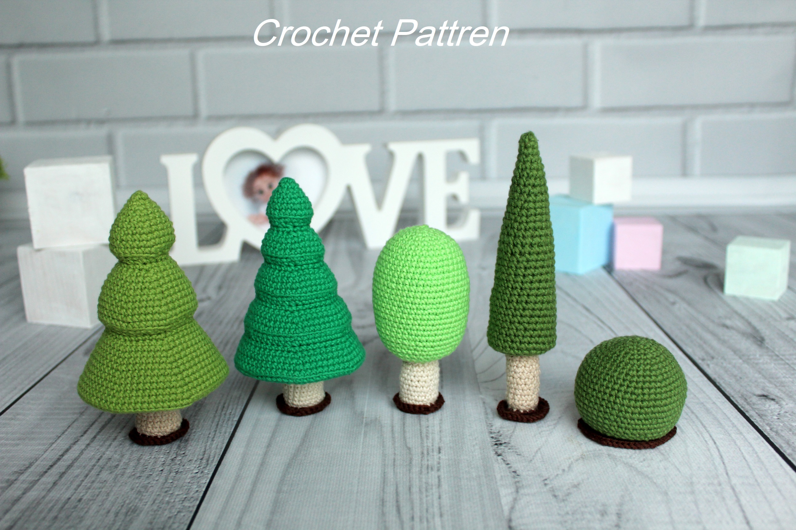 Forest Trees Set Crochet Pattern - Amigurumi forest 5 trees | Inspire ...