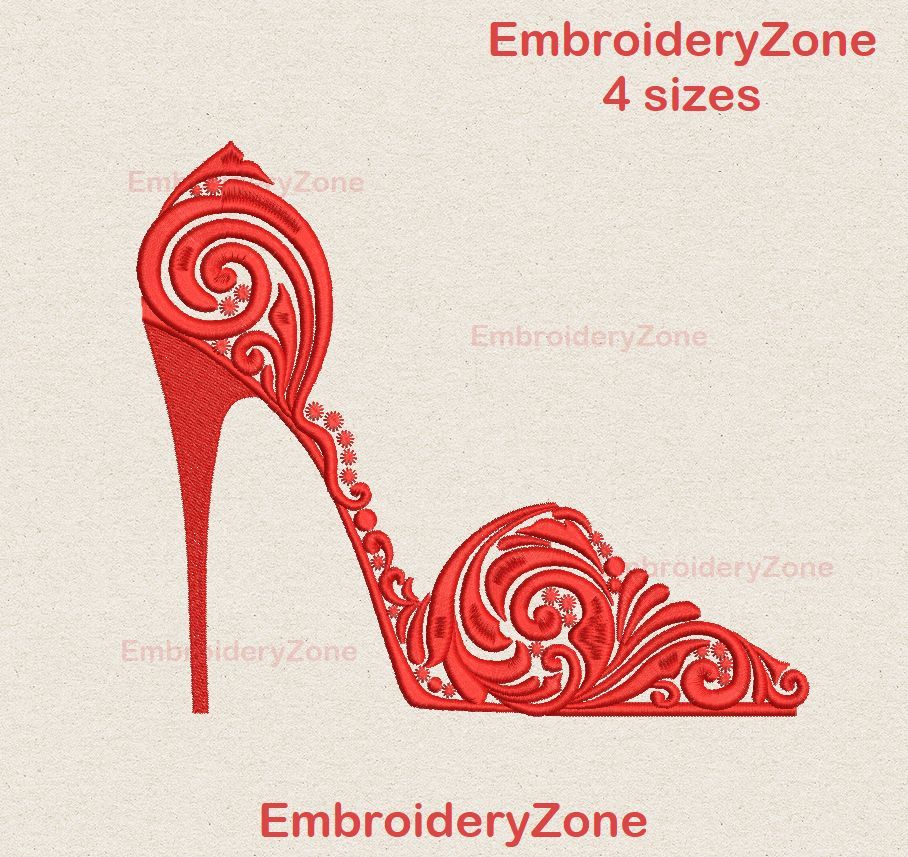 High Heel Shoe machine Embroidery Design, women's shoes desi | Inspire ...