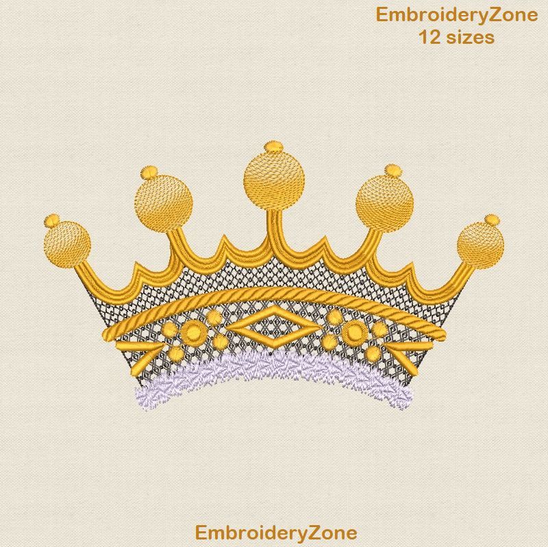 Golden crown machine embroidery design, royal crown embroide - Inspire ...