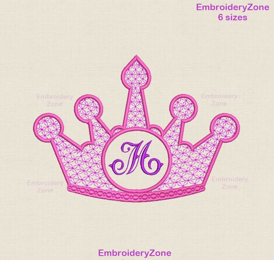 Frame crown applique embroidery design for monogram letters | Inspire ...