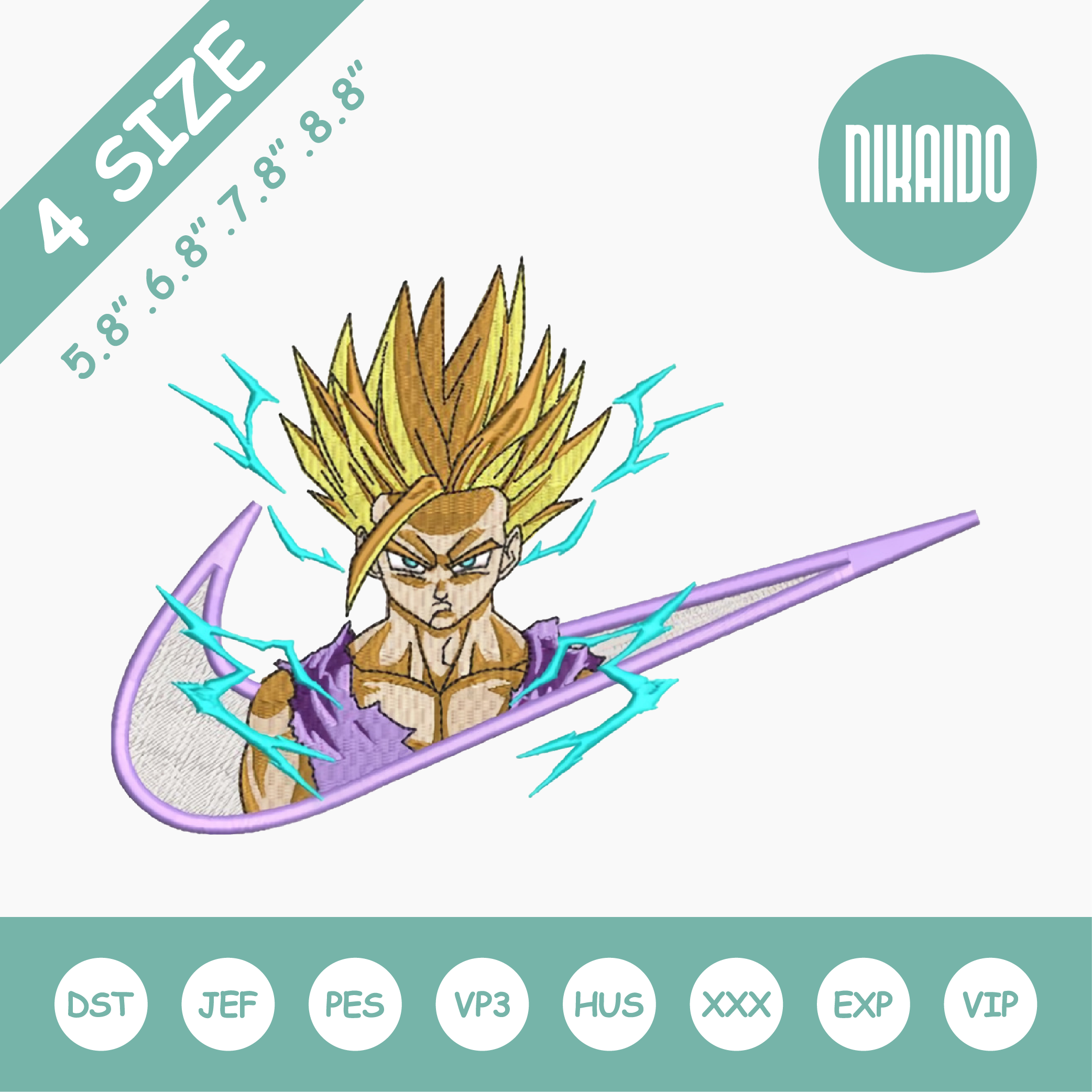 Nike x Gohan Super Saiyan Embroidery Design File - Nike Anim | Inspire ...