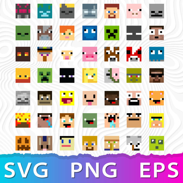 Minecraft Topper Bundle SVG, Minecraft Faces svg, Minecraft | Inspire ...