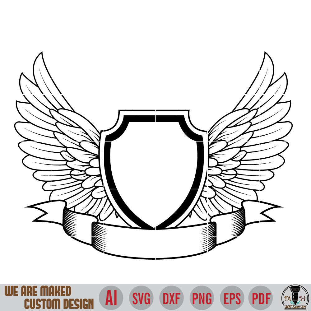 Wing Shield design with ribbon Digital Vector Art | Inspire Uplift