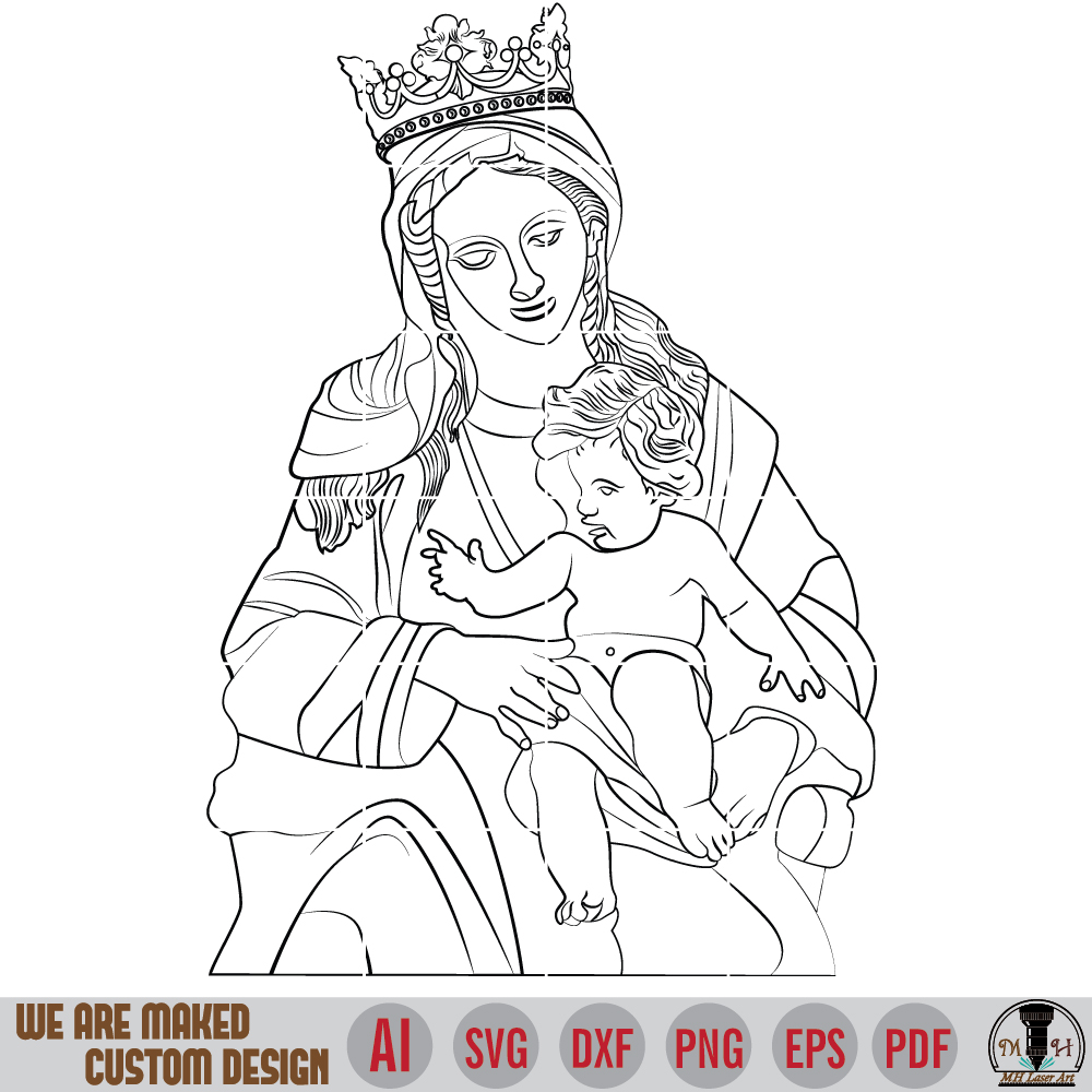 Mother Mary – Kids Digital Vector Art | Inspire Uplift