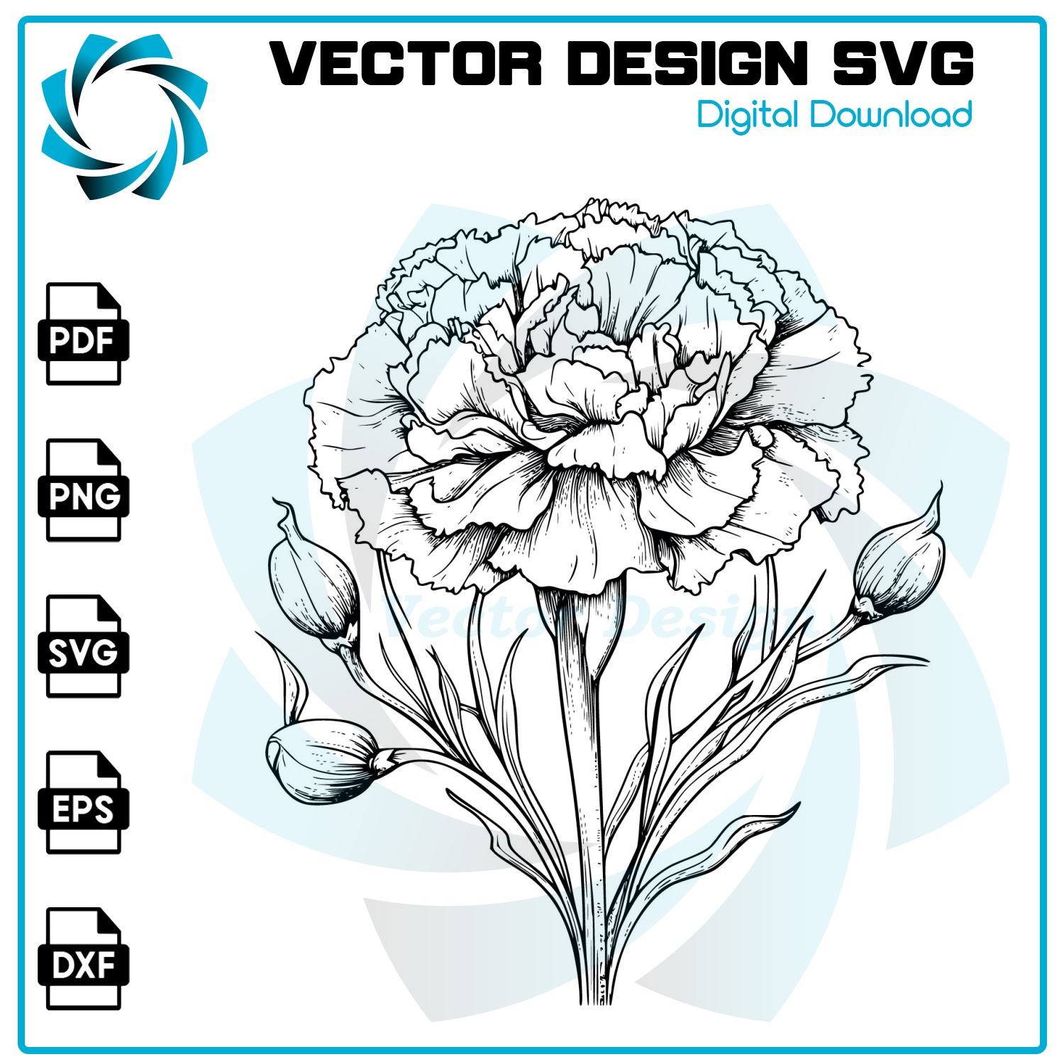 Carnation Flower SVG, Carnation Flower PNG, Carnation Flower | Inspire ...