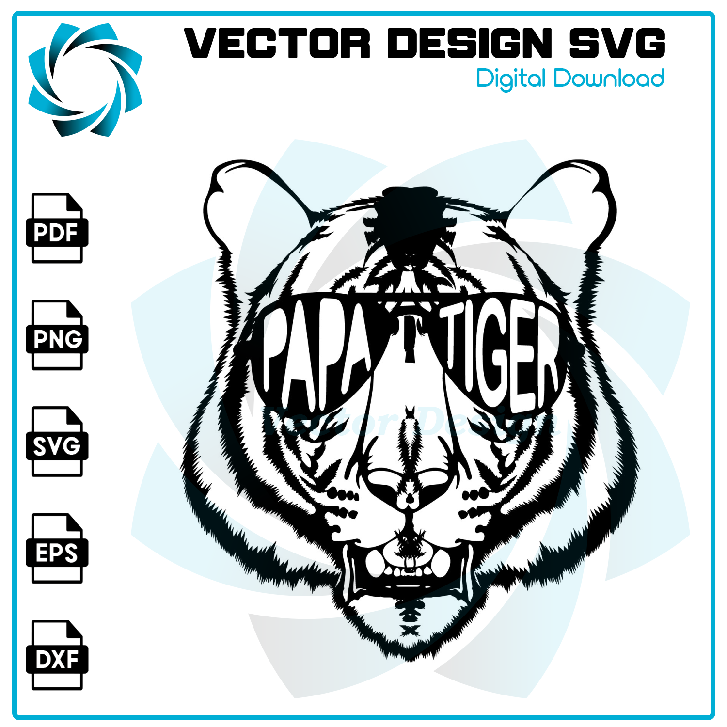 Papa Tiger Svg, Tiger Head With Glasses Svg, Tiger Dad Clipa | Inspire ...