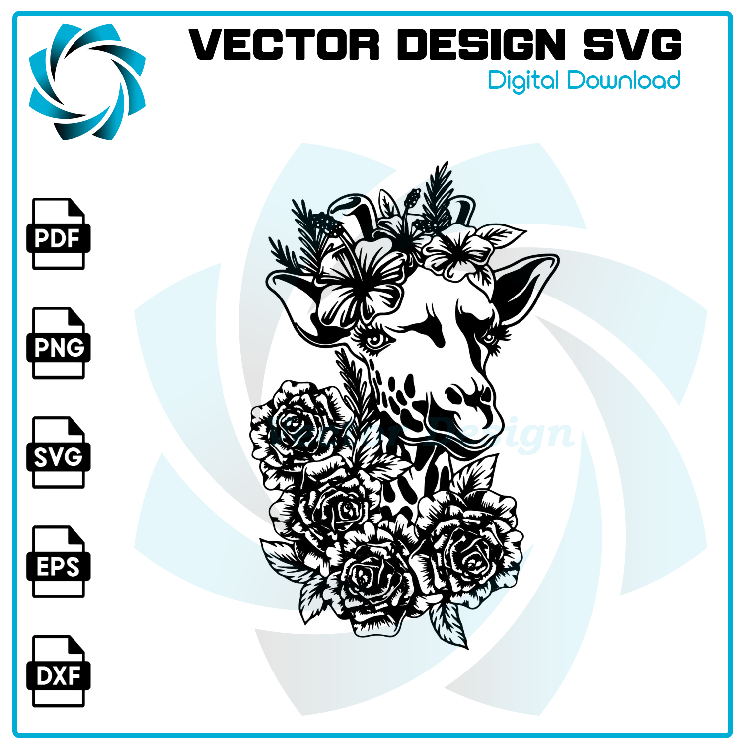 Giraffe With Flowers Svg, Giraffe Svg, Giraffe Flower Svg, G - Inspire ...