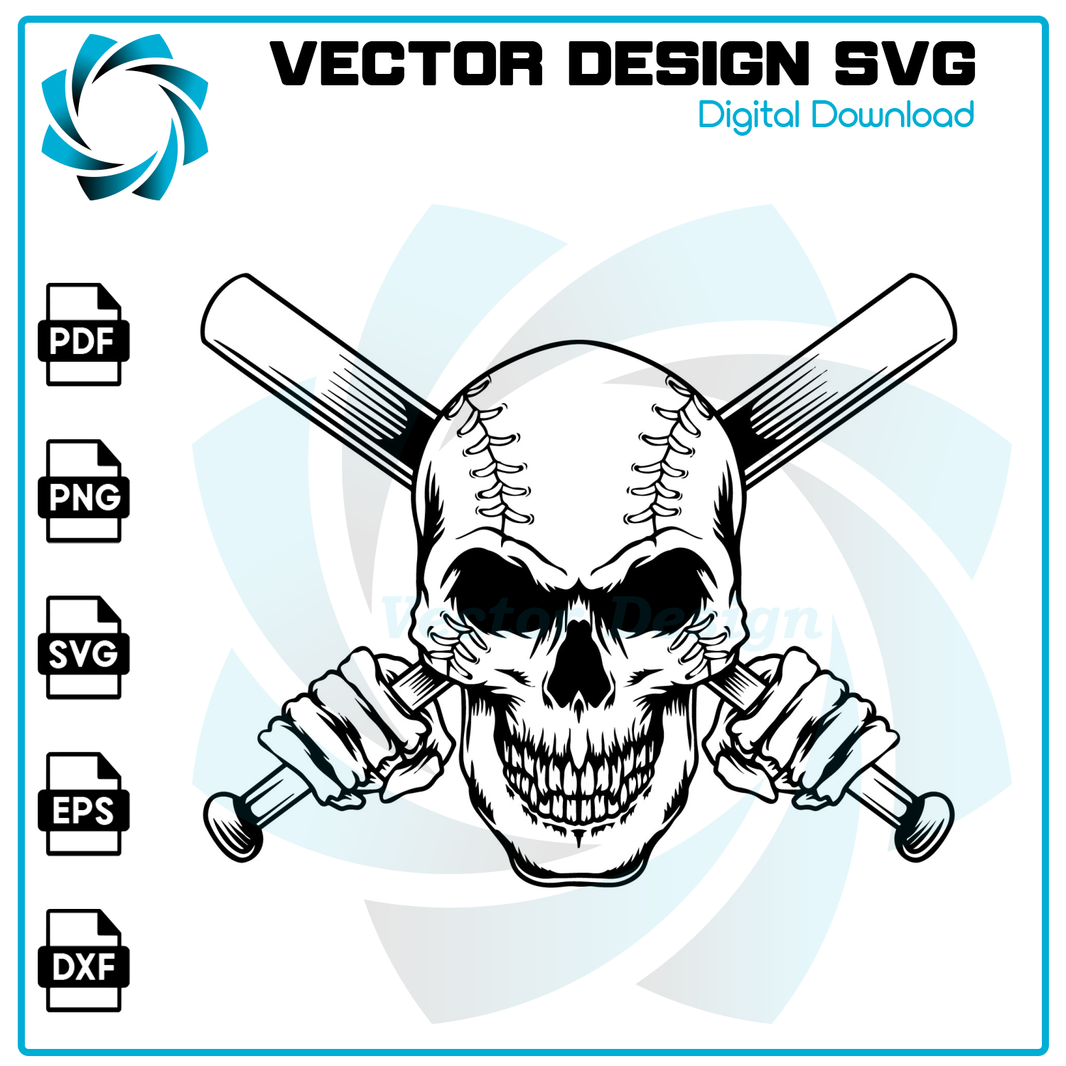 Baseball Skull with Crossed Bats Svg, Skull Svg, Baseball Sv | Inspire ...
