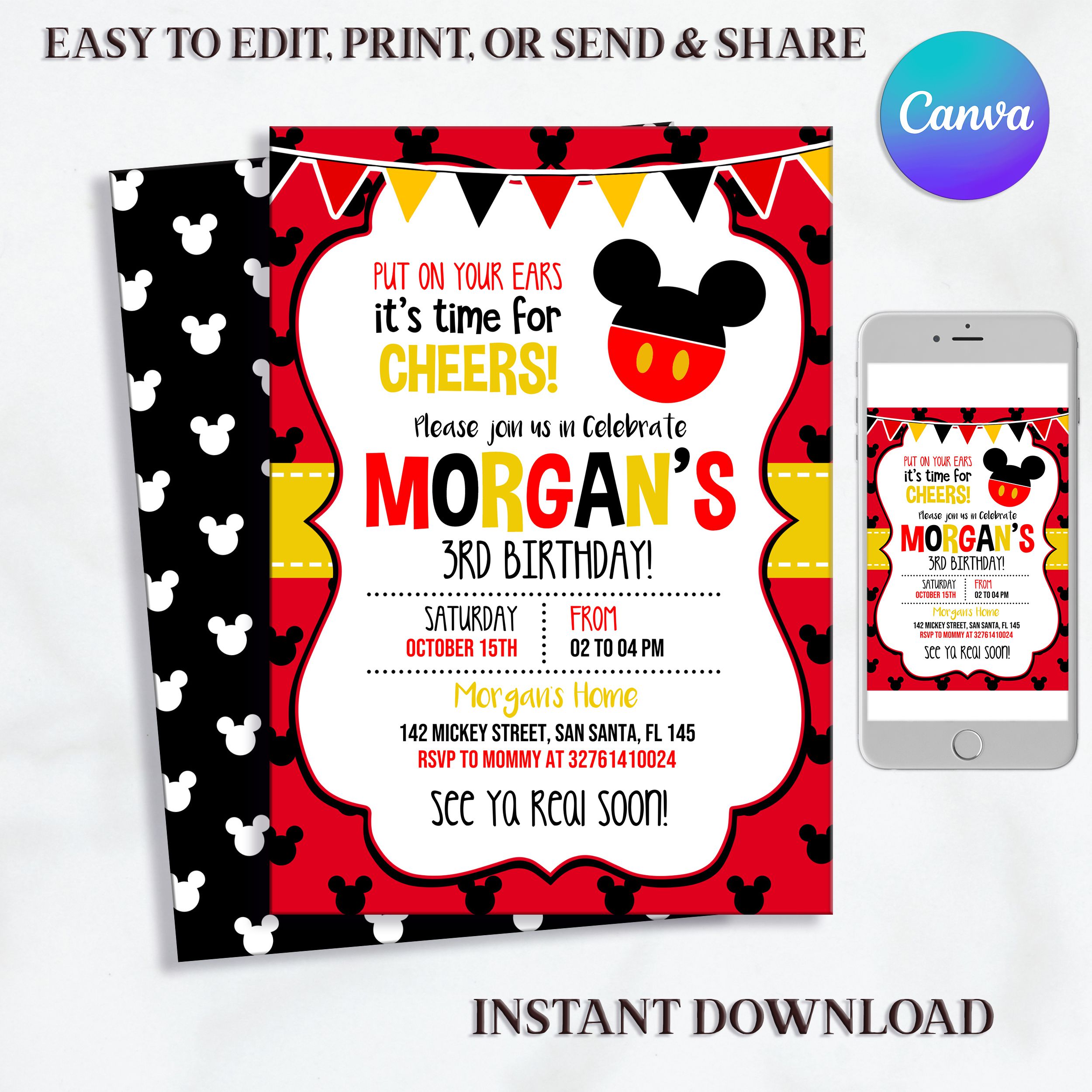 Mickey Invitation, Mickey Birthday, Micky Cheers, Kids Invit | Inspire ...