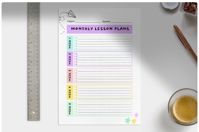 Teacher Monthly lesson Plans in Pastel Doodle illustration S | Inspire ...