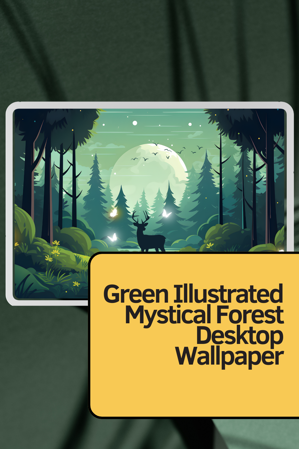 Green illustrated mystical forest desktop wallpaper | Inspire Uplift