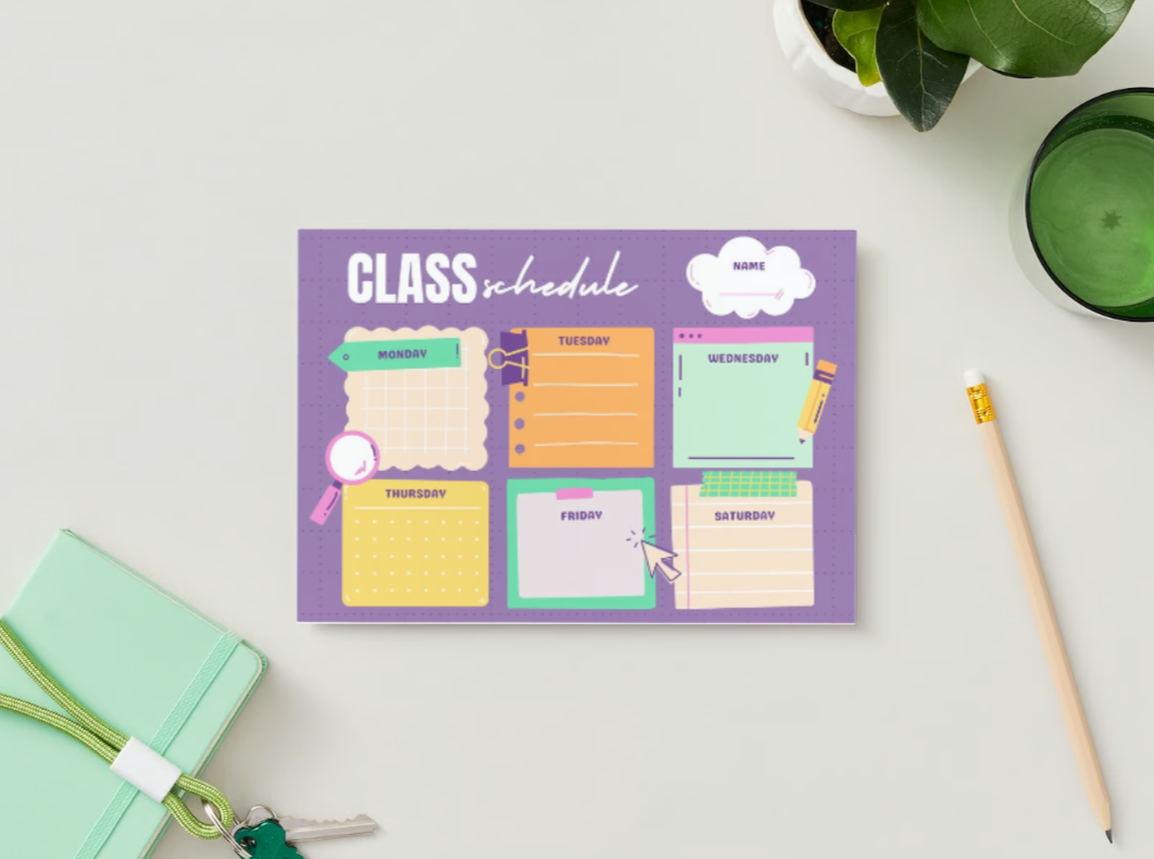 Purple Colorful Playful Illustrative Cute Class Schedule | Inspire Uplift