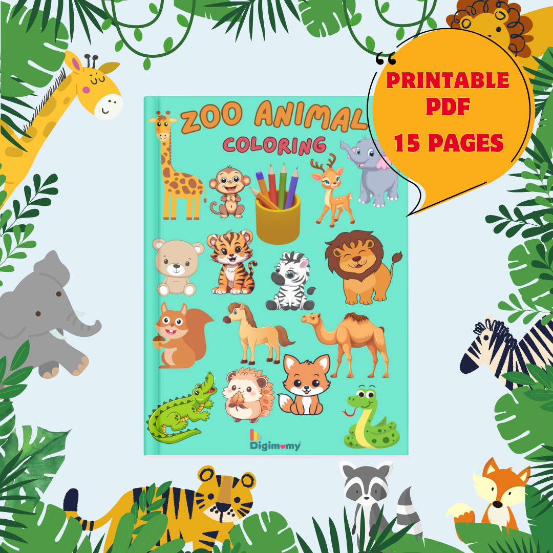 Printable Zoo Animals Coloring book pdf - Inspire Uplift