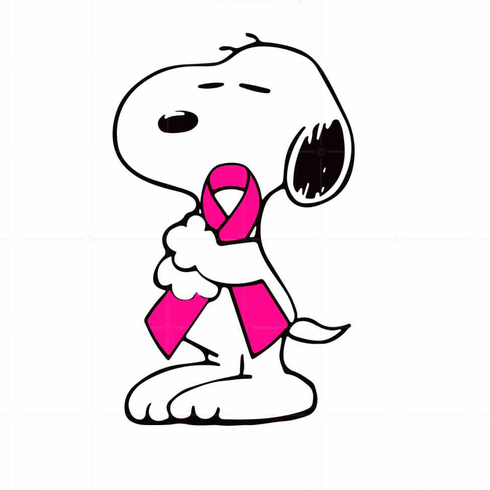 Snoopy Holding Pink Ribbon SVG Breast Cancer Digital Files | Inspire Uplift