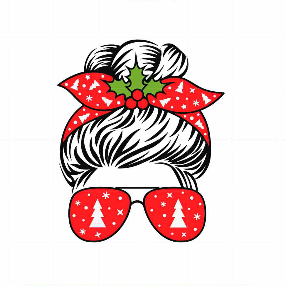 Messy Bun Christmas Tree Glasses SVG File For Cricut | Inspire Uplift
