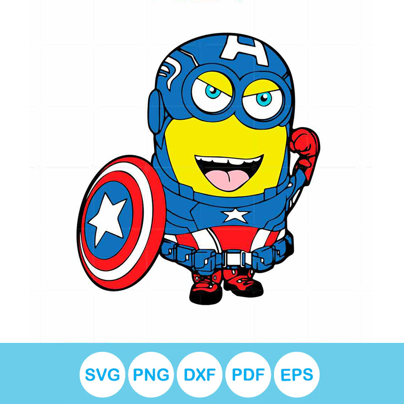 Captain America Minion SVG Funny Cartoon Cutting Digital Fil | Inspire ...