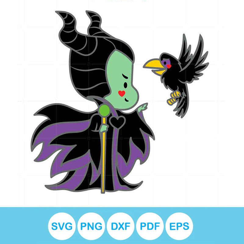 Cute Maleficent Chibi SVG Movie Character Cutting Digital Fi | Inspire ...