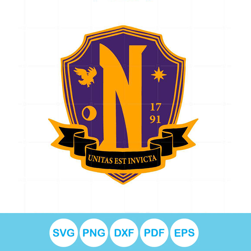 The Wednesday Family Nevermore Academy Crest Logo Svg | Inspire Uplift