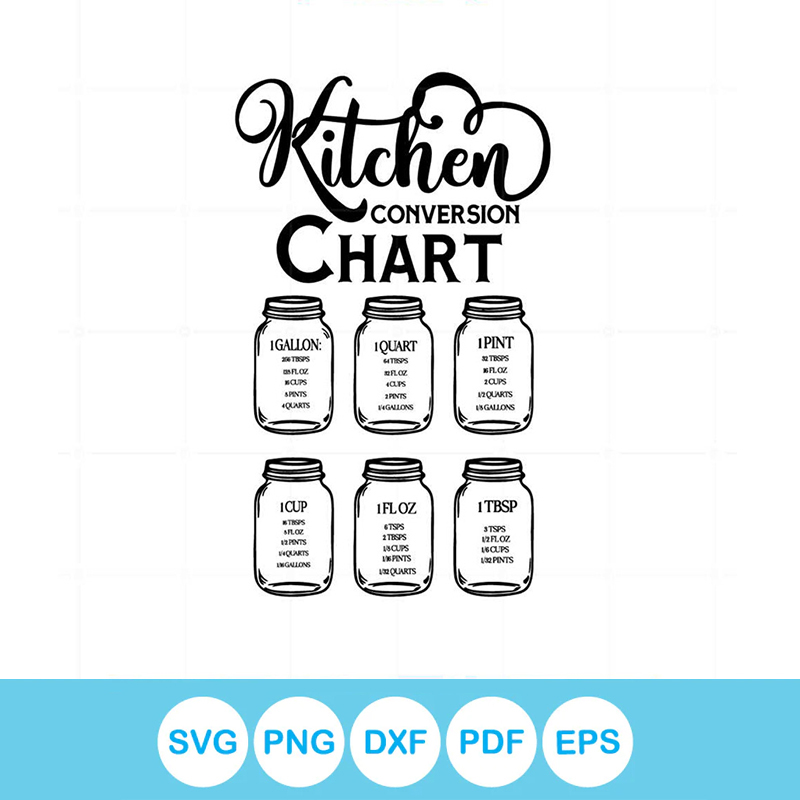 Kitchen Conversion Chart Svg For Personal And Commercial Use | Inspire ...