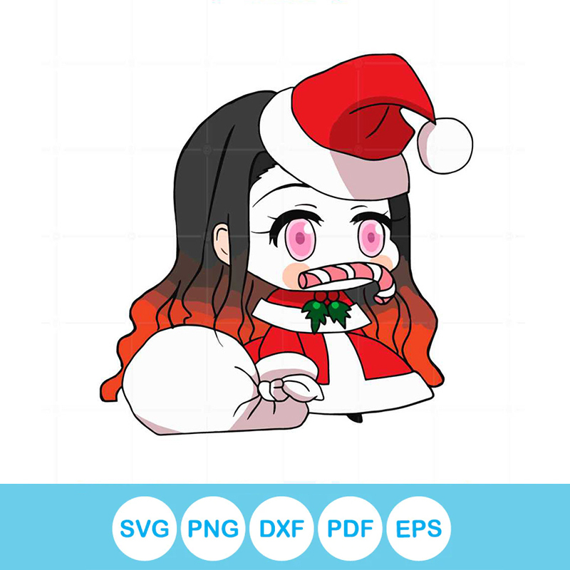 Merry Christmas From Nezuko Kamado Demon Slayer Svg | Inspire Uplift