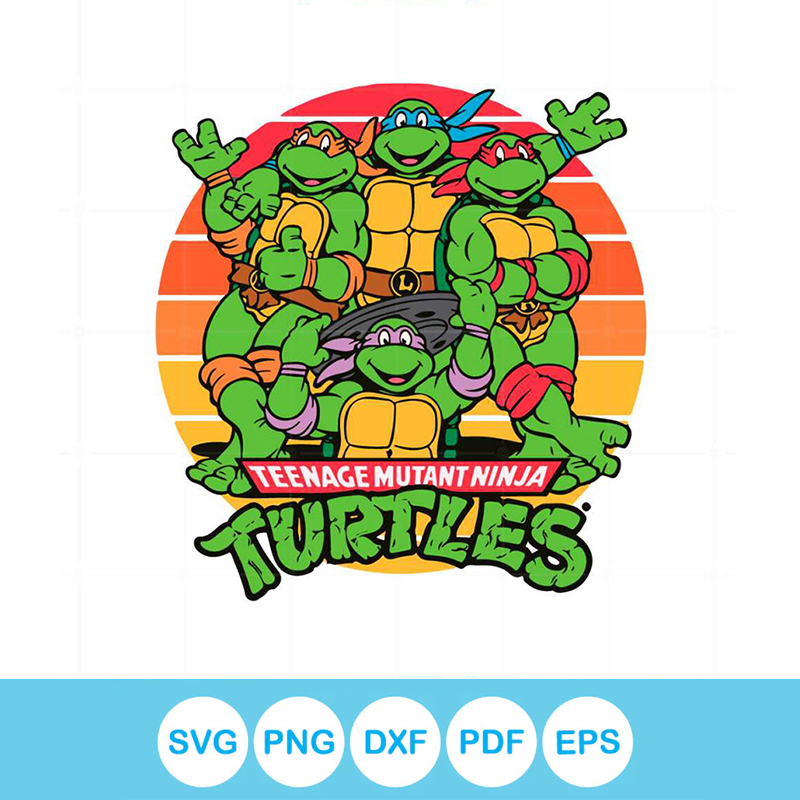 Teenage Mutant Ninja Turtles Retro Sunse Svg Cutting Files | Inspire Uplift