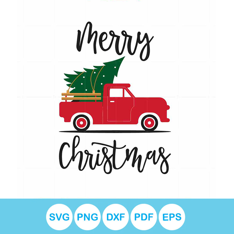 Merry Christmas Red Truck Tree SVG for Cricut Sublimation Fi | Inspire ...