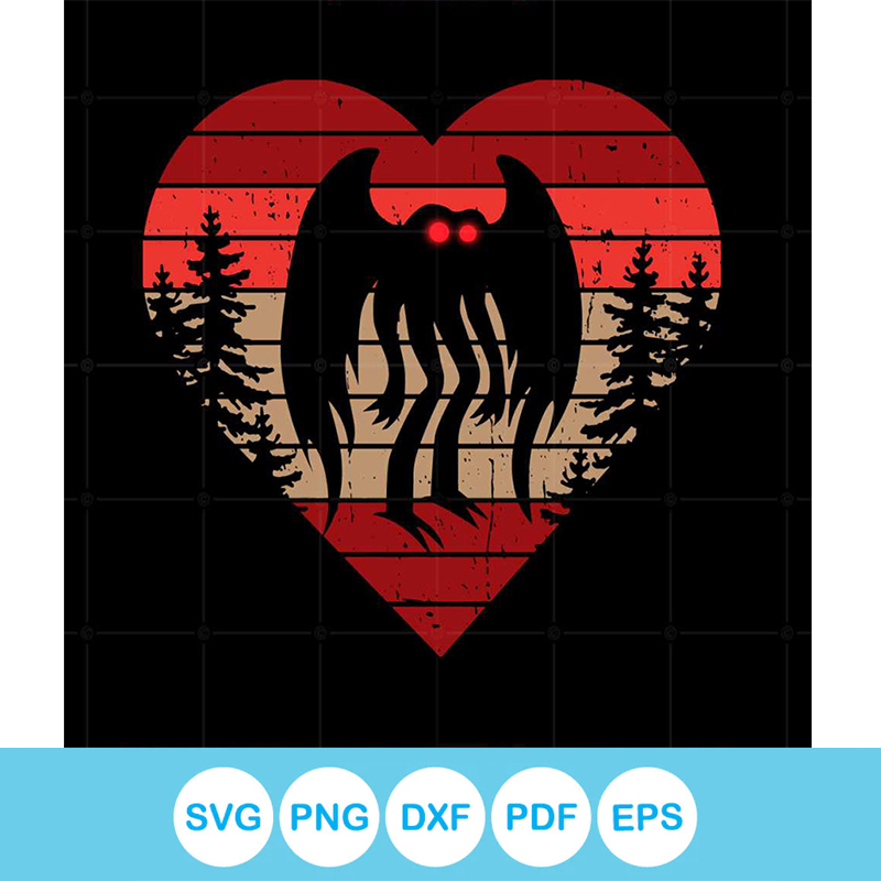 Funny Mothman Heart Valentine's Day Svg Cutting Files | Inspire Uplift