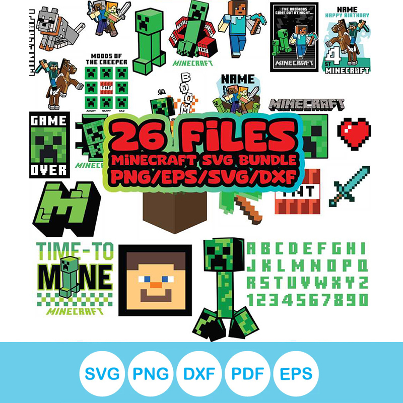 Minecraft Video Game Series SVG Bundle Files - Inspire Uplift