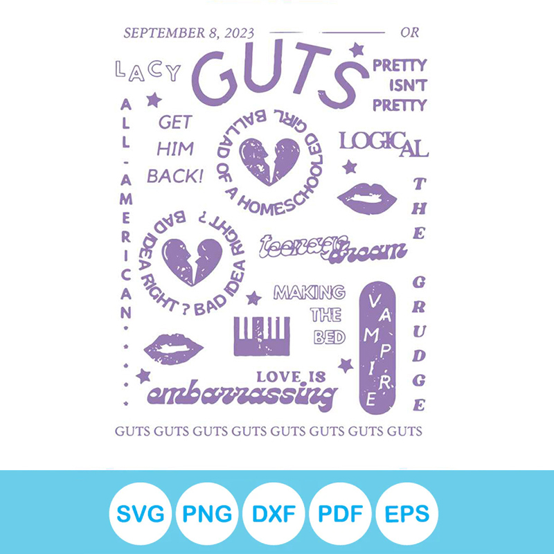 GUTS Album Olivia Tour Olivia Rodrigo SVG File | Inspire Uplift