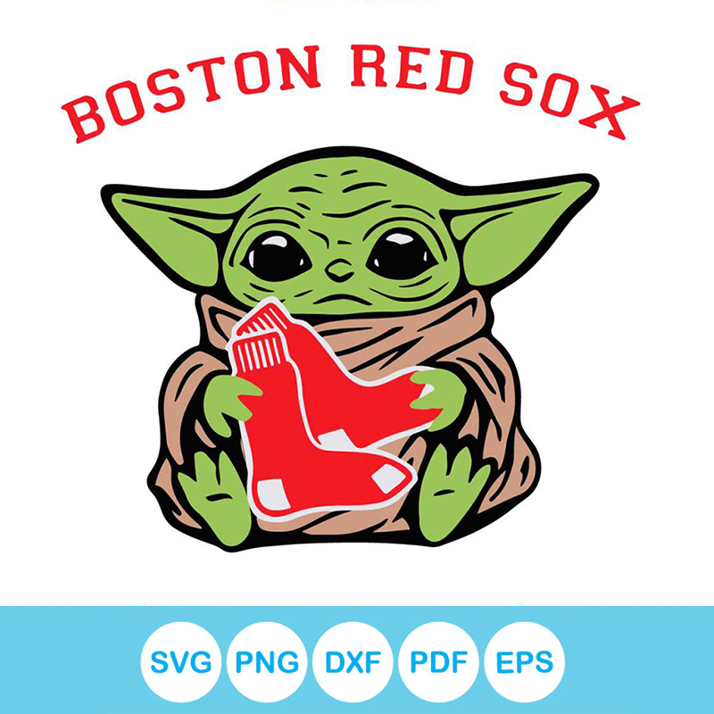 Baby Yoda Hug Logo Boston Red Sox SVG File | Inspire Uplift