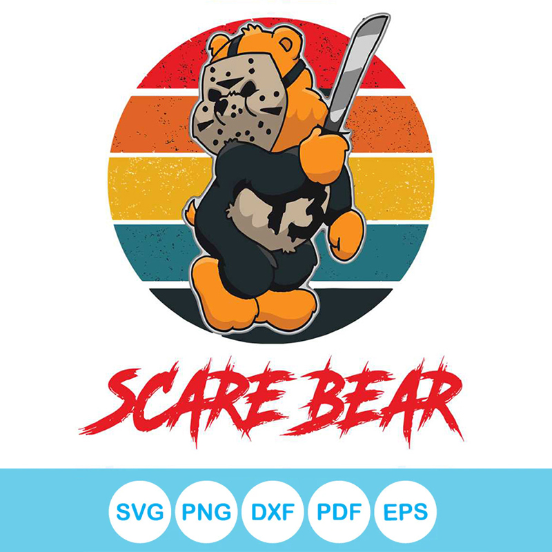 Scare Bear Jason Voorhees Bear Vintage SVG File | Inspire Uplift