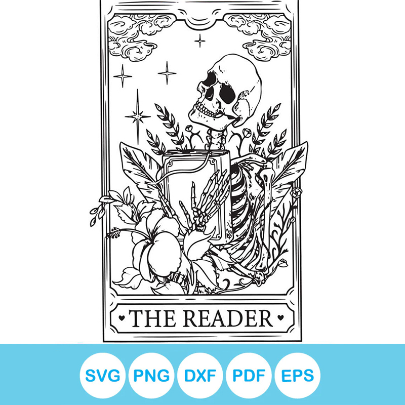 The Reader Tarot Card Skeleton SVG Skeleton Reading SVG | Inspire Uplift