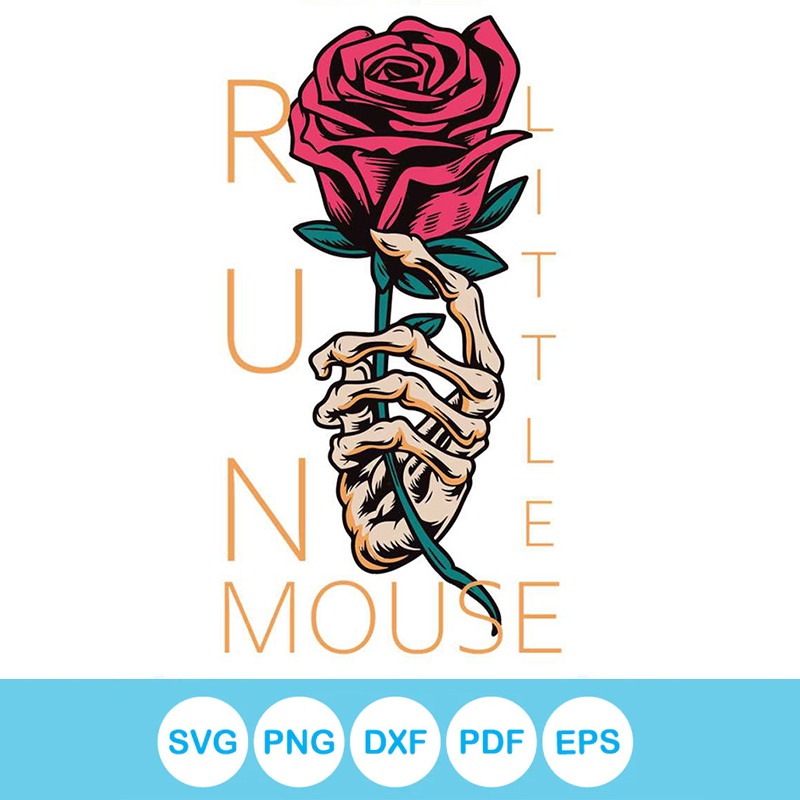 Red Rose Run Little Mouse Skeleton Hand SVG File - Inspire Uplift