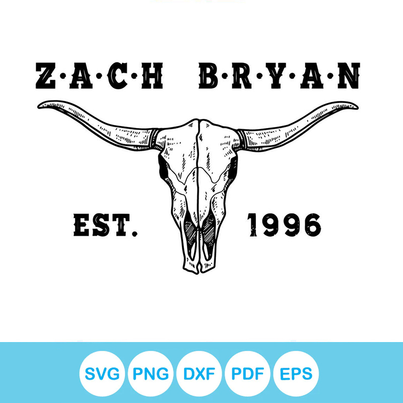 Zach Bryan EST 1996 Bullhead SVG Cricut File | Inspire Uplift