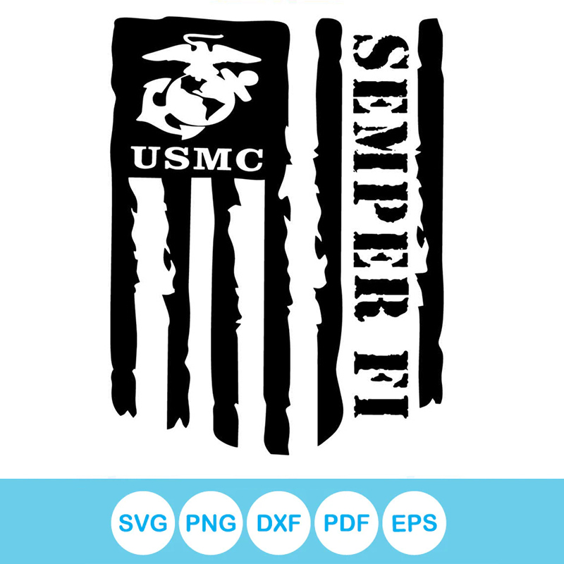 Semper FI US Marine Corp Veteran Flag SVG | Inspire Uplift