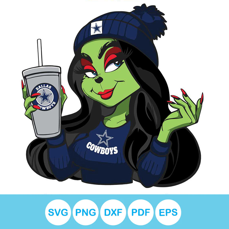 Female Grinch Dallas Cowboys Football Team Svg | Inspire Uplift