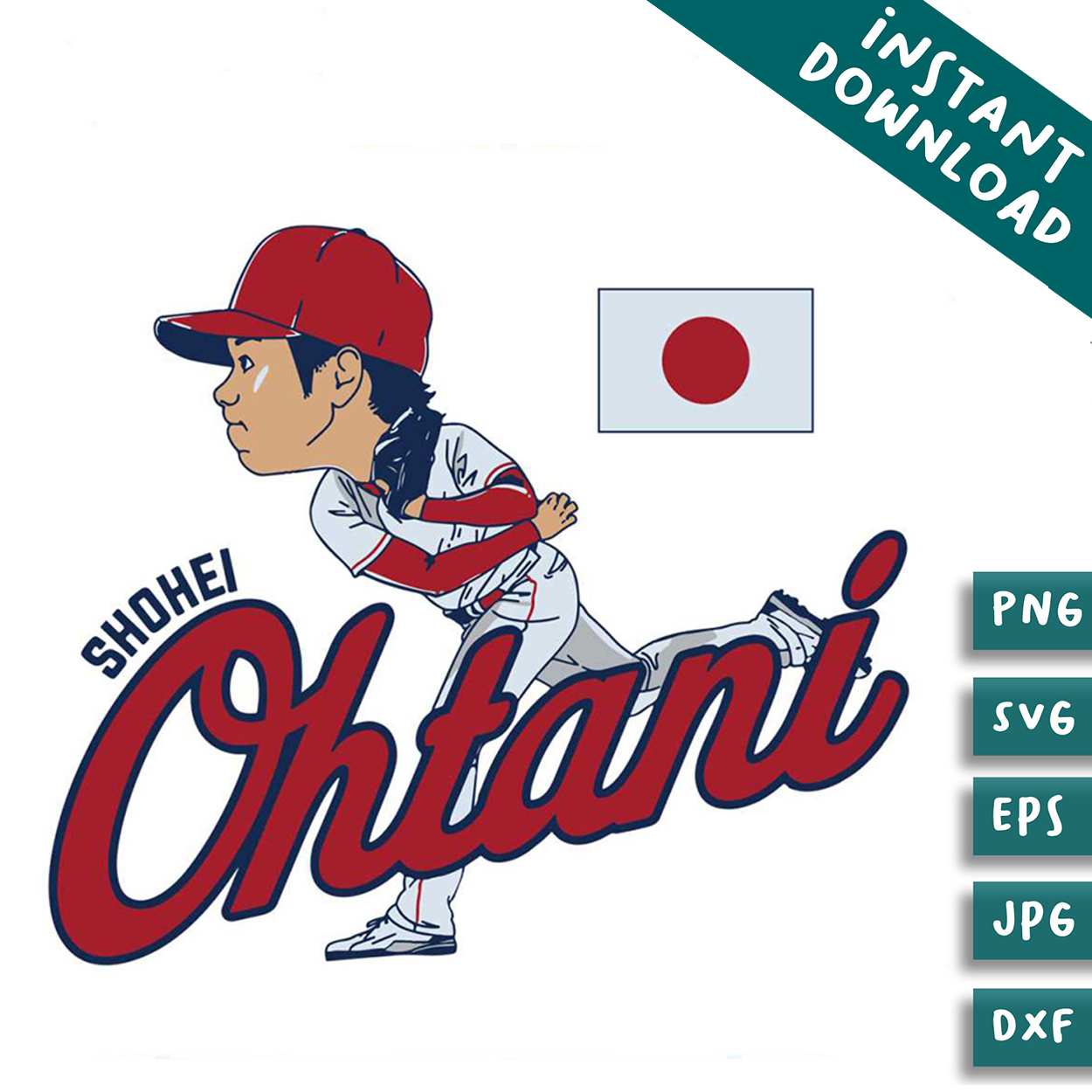 Shohei Ohtani Japan Caricature MLB SVG Digital Files - Inspire Uplift