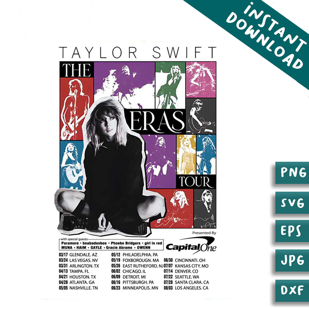 Vintage Taylor Swift PNG Eras Tour Date PNG Silhouette | Inspire Uplift